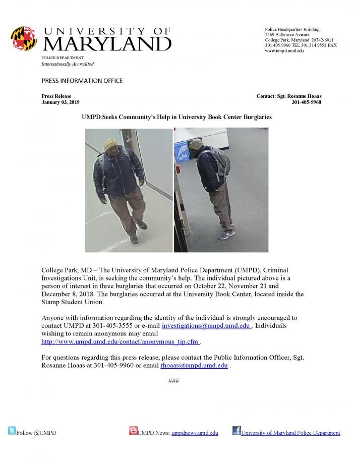 UMPD Seeks Community's Help in Identifying Individuals in two Separate ...