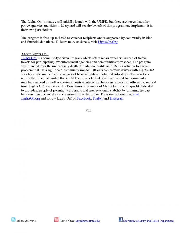 Lights On! Partners with the University of Maryland Police Department ...