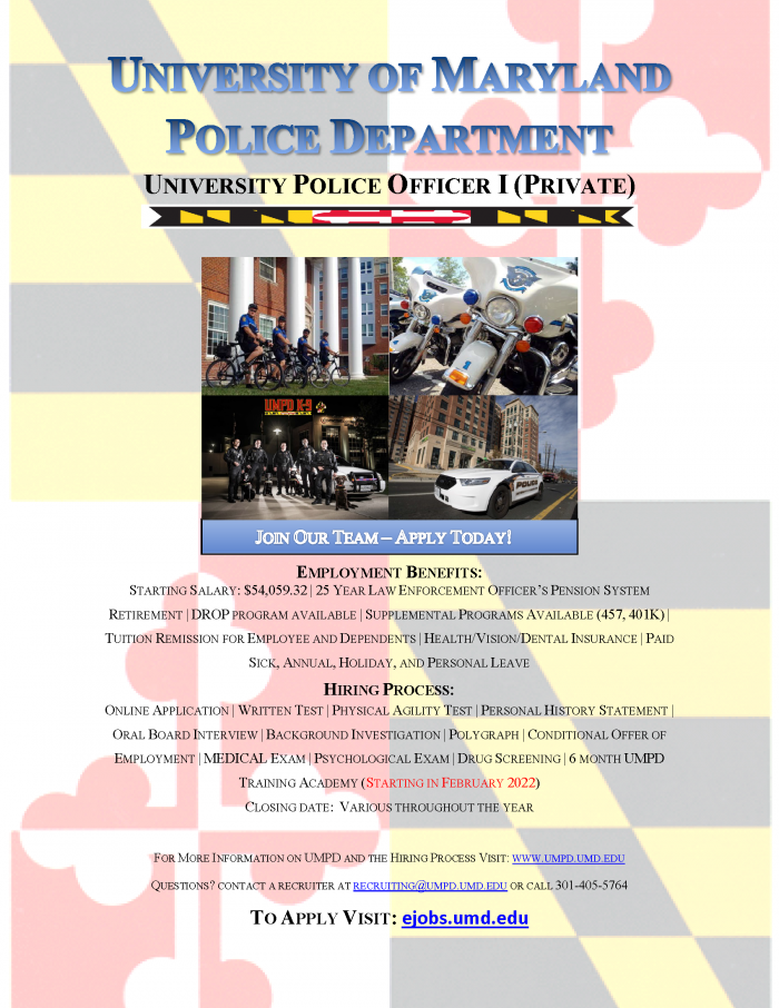 Information on University Police Officer I Position | UMPD News